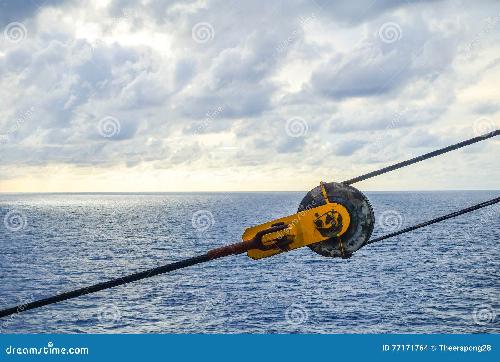 Crane Boom Structure and Metal Sling on Blue Sky Background Stock Photo ...
