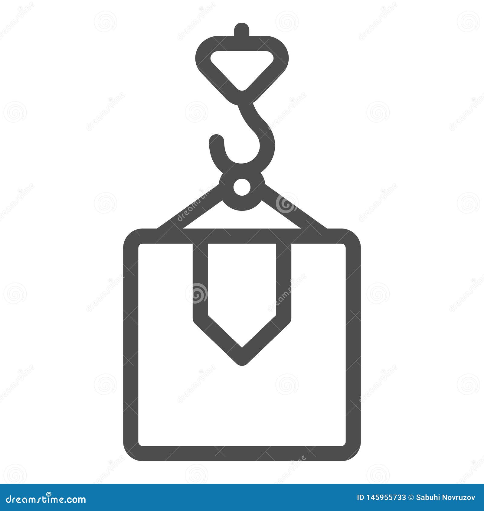 Crane with Box Line Icon. Cargo Lift Vector Illustration Isolated on ...