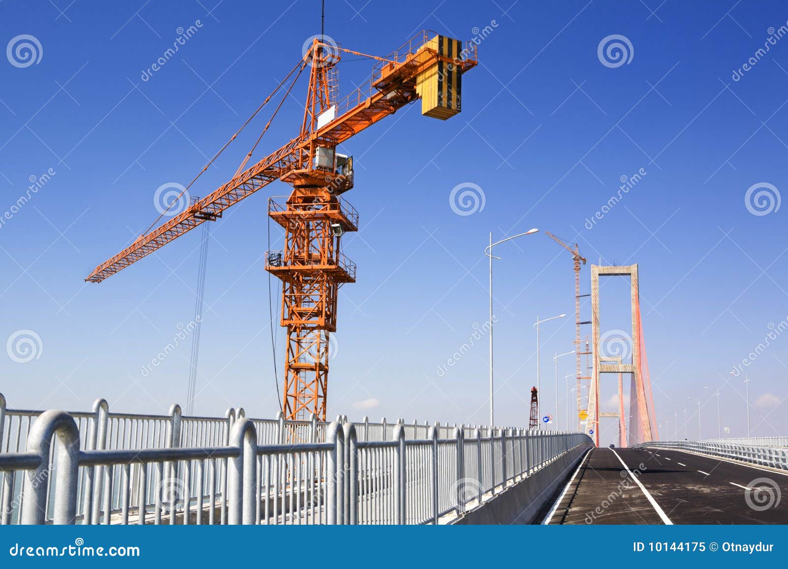 Crane in bridge area stock image. Image of fence, landmark - 10144175