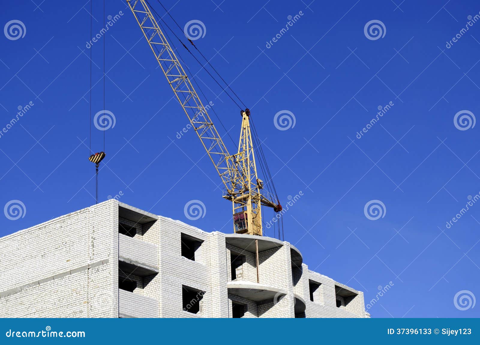 The crane on building stock image. Image of crane, industry - 37396133