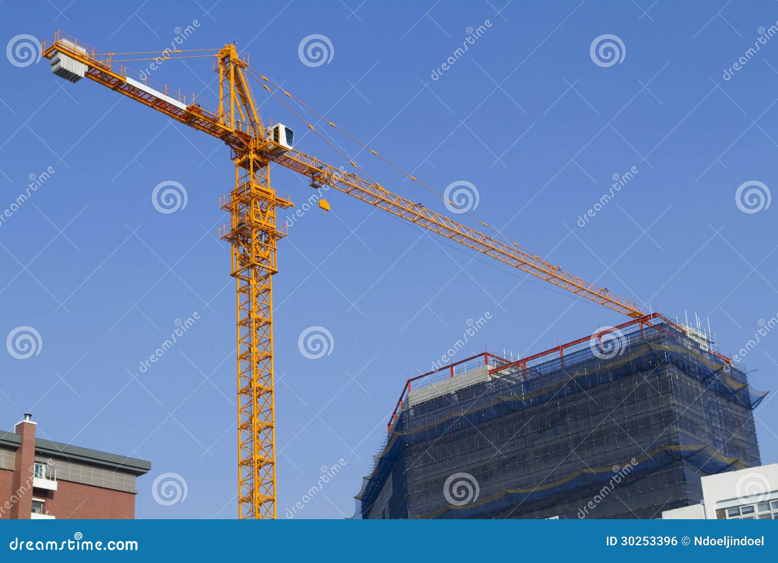 Crane Building Construction Stock Photo - Image of horizontal, erect ...