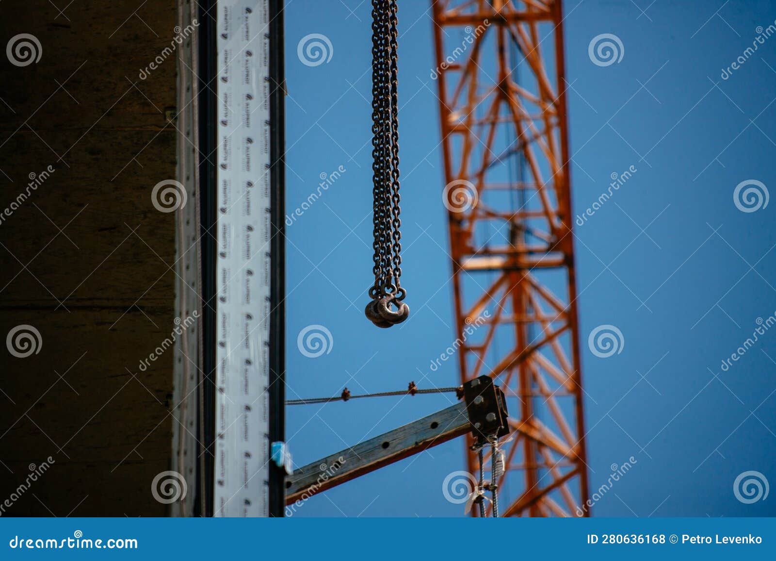 Crane and Building Construction. Construction of a Large Building Using ...