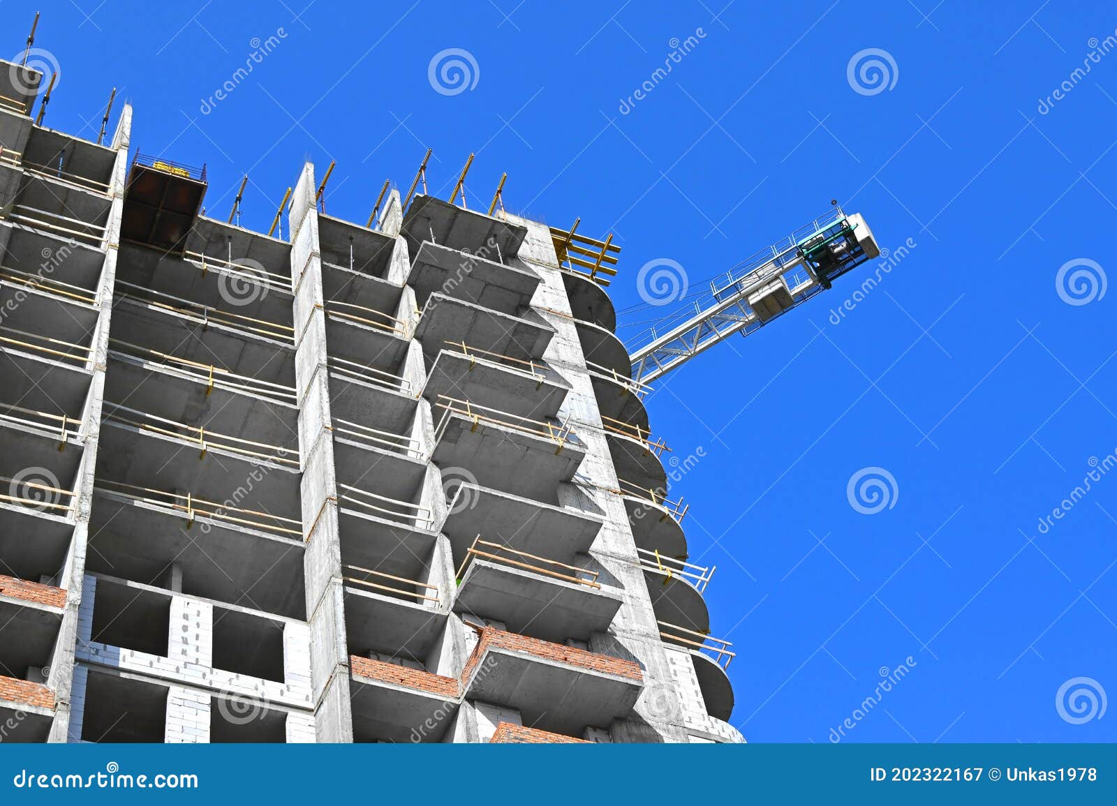 Crane and Highrise Construction Site Stock Image - Image of formwork ...