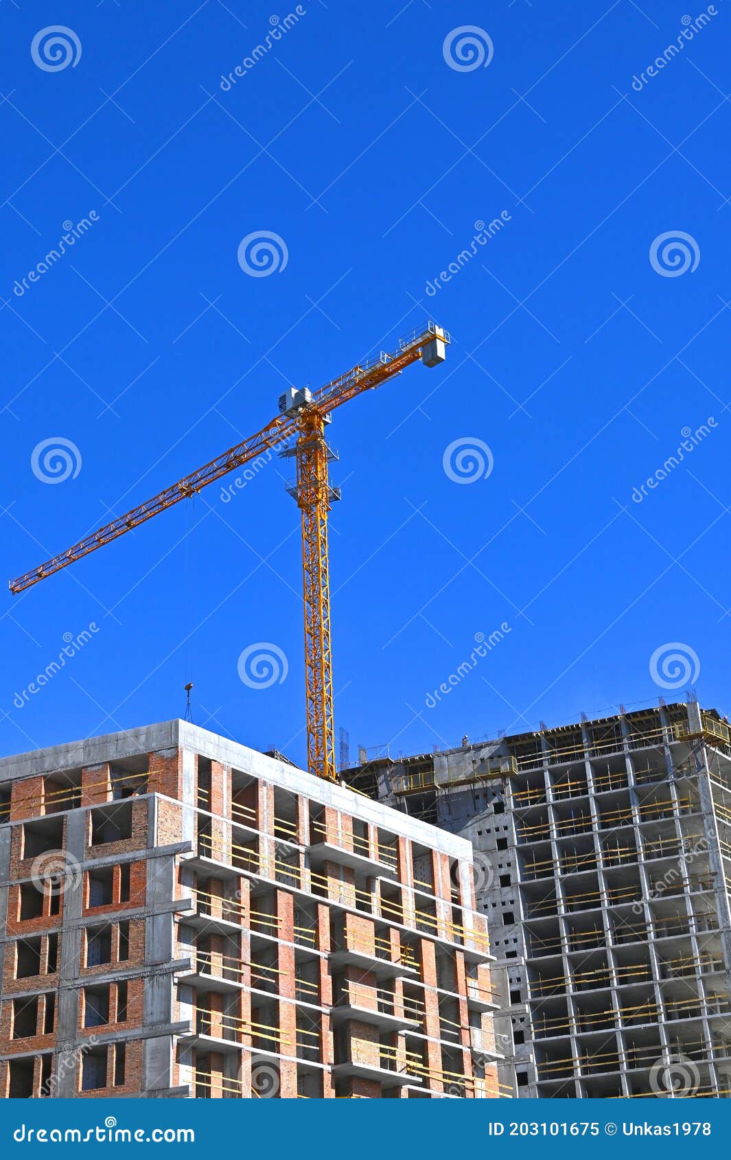 Crane and Highrise Construction Site Stock Image - Image of house ...