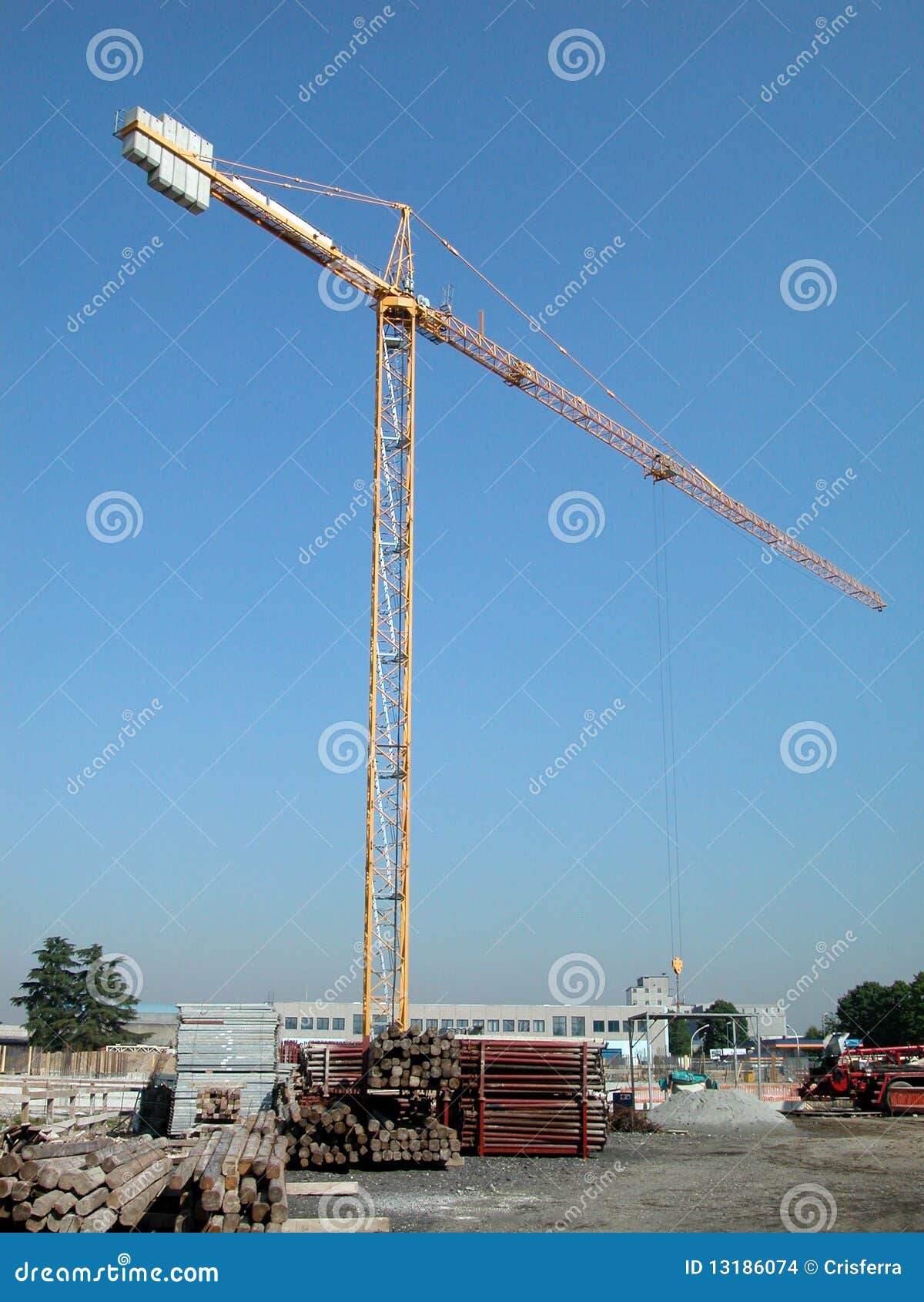 Crane in building yard stock photo. Image of house, business - 13186074