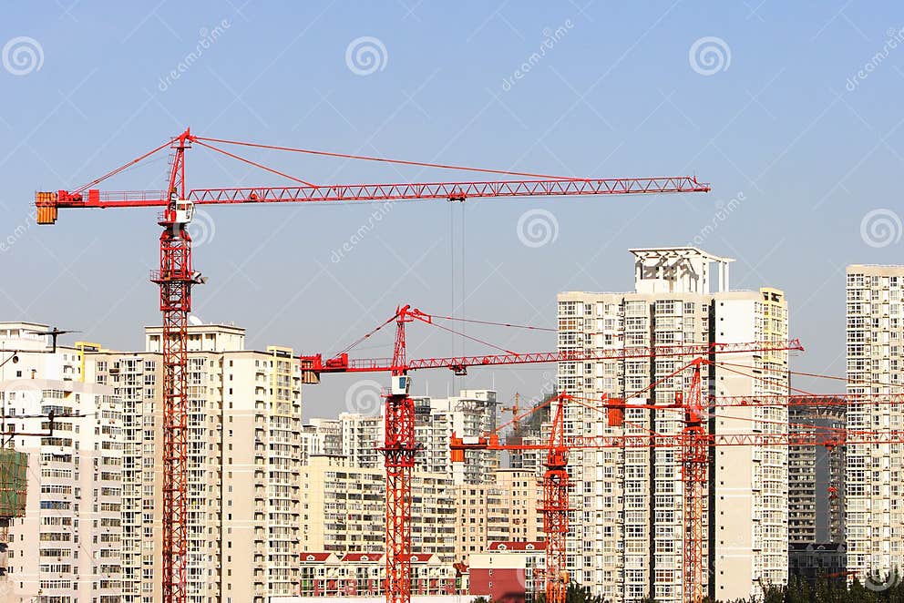Crane and buildings stock image. Image of beijing, crane - 24200241
