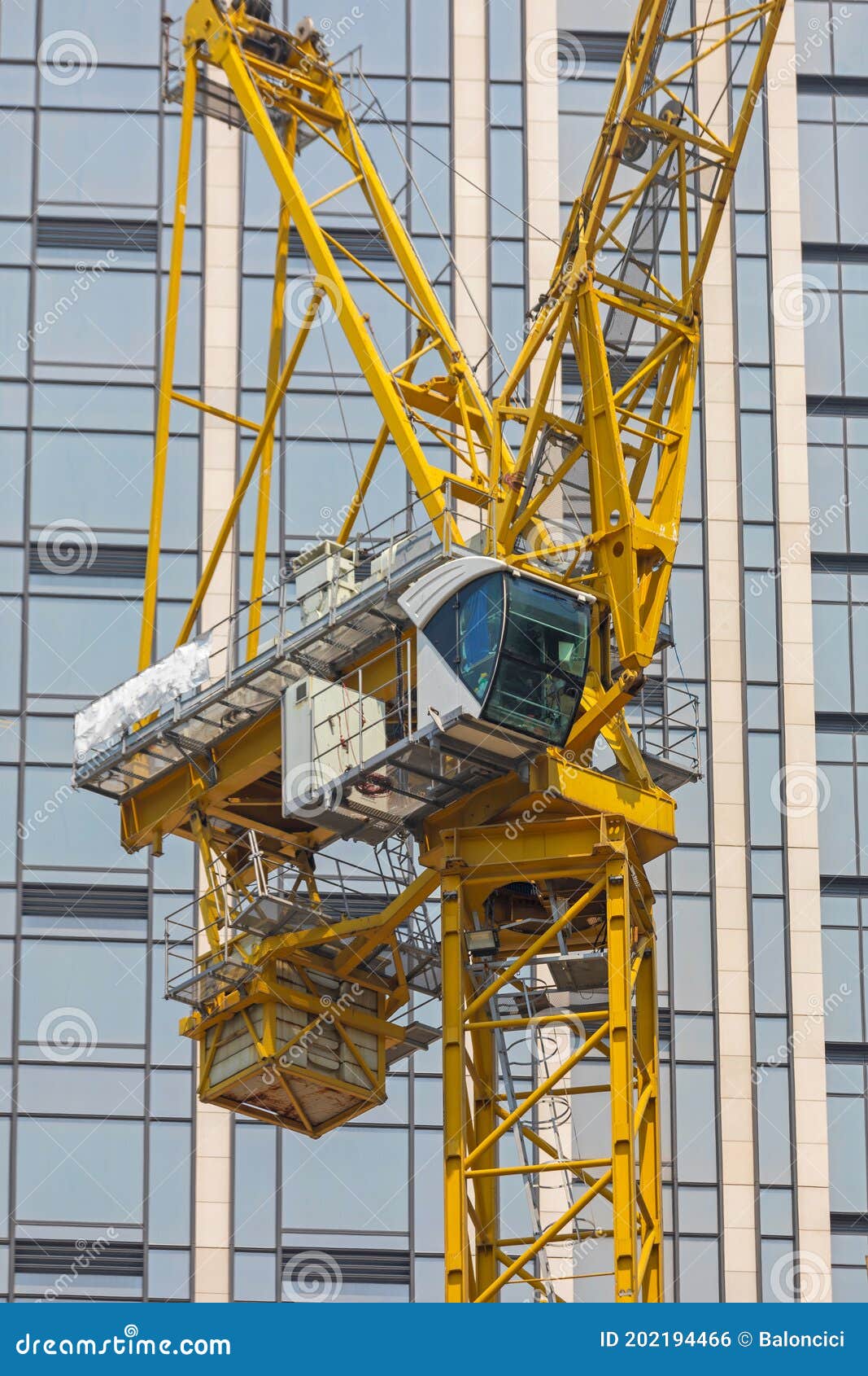 Construction Crane Cabin stock photo. Image of building - 202194466
