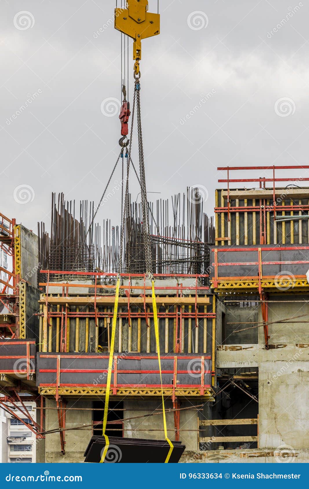 Crane Chains Attached To Load Stock Photo - Image of lift, process ...