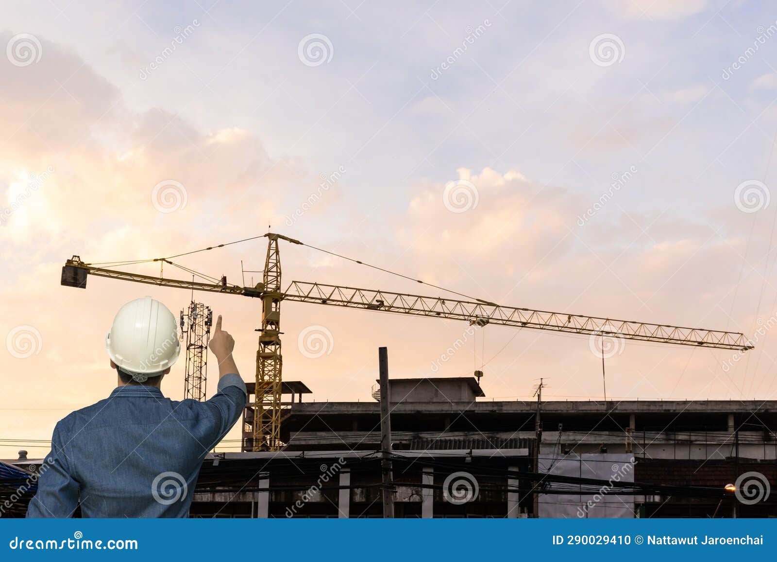 Civil Engineer with Construction in the Background Stock Photo - Image ...