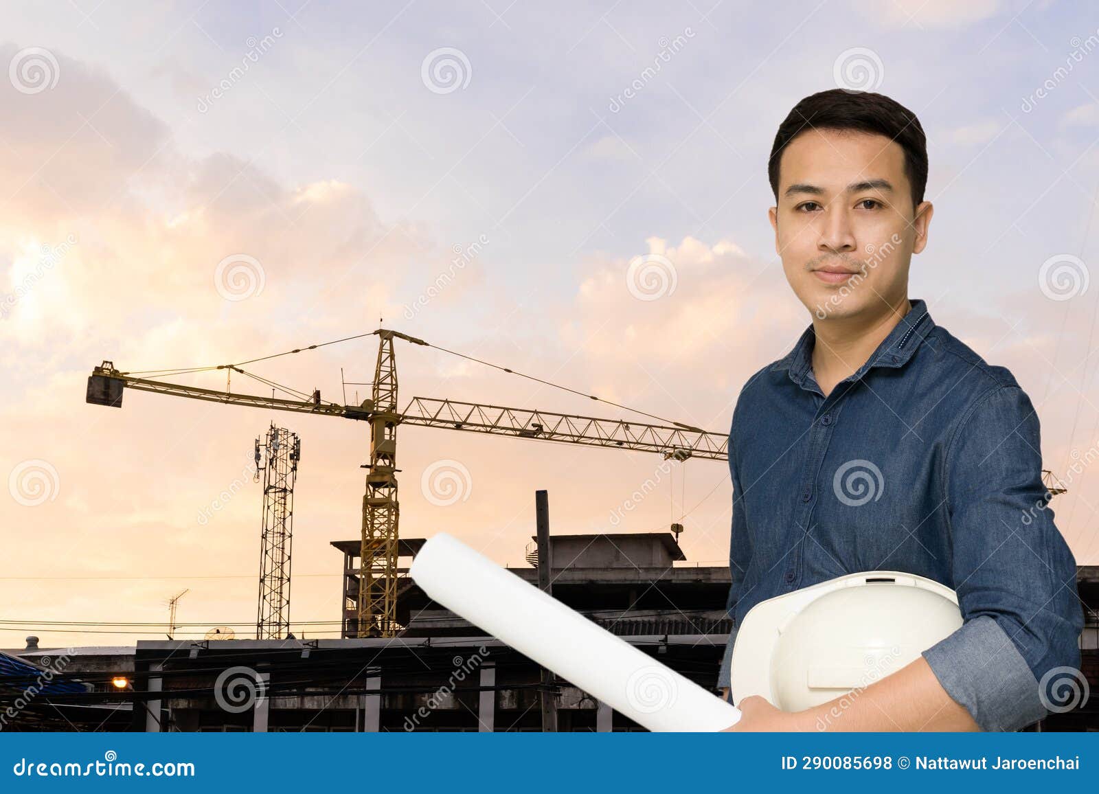 An Asian civil engineer stock photo. Image of background - 290085698