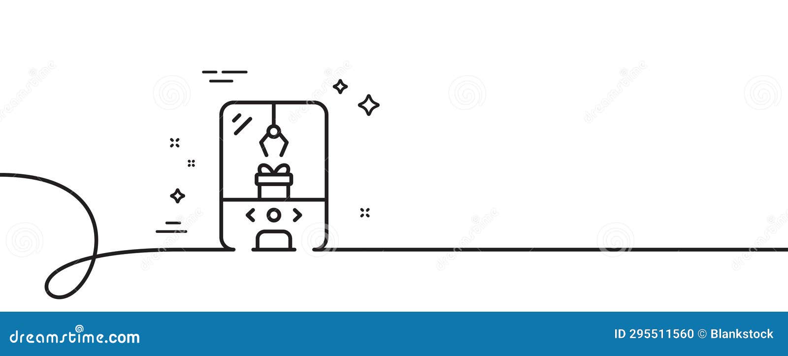 Crane Claw Machine Line Icon. Amusement Park Sign. Continuous Line With ...