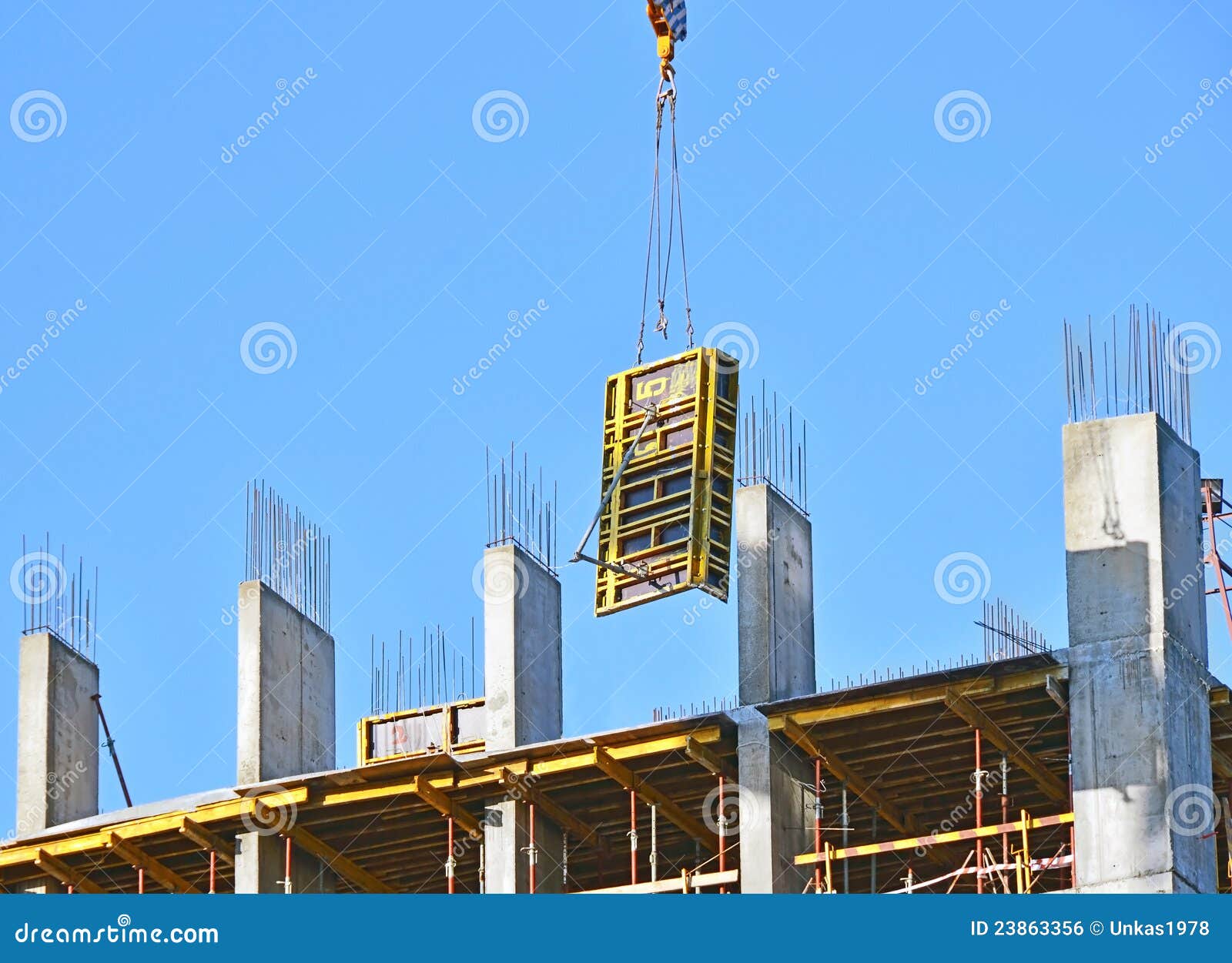 Crane and Concrete Formwork Stock Photo - Image of district, formwork ...