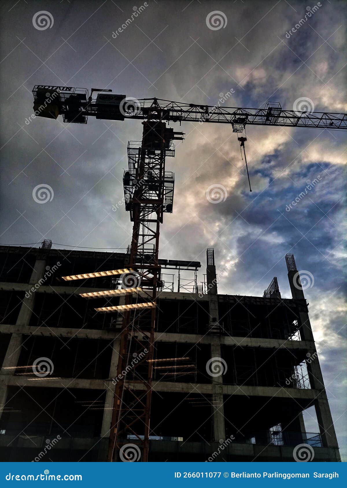 Crane On A Construction Site Yellow Tower Of A Construction Boom Crane ...