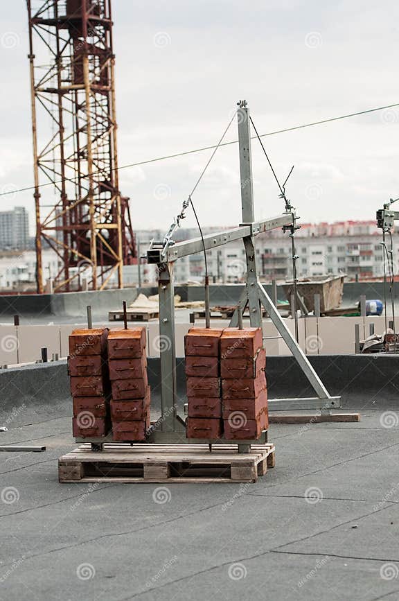 Crane for Construction Cradles Stock Image - Image of mechanism, load ...