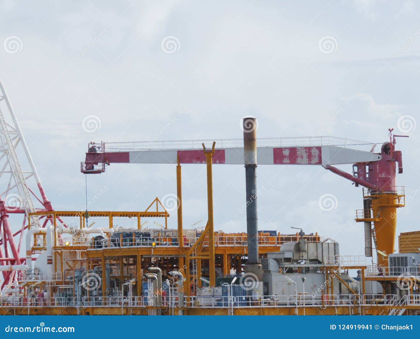 Crane Construction on Oil and Rig Platform for Support Heavy Cargo ...