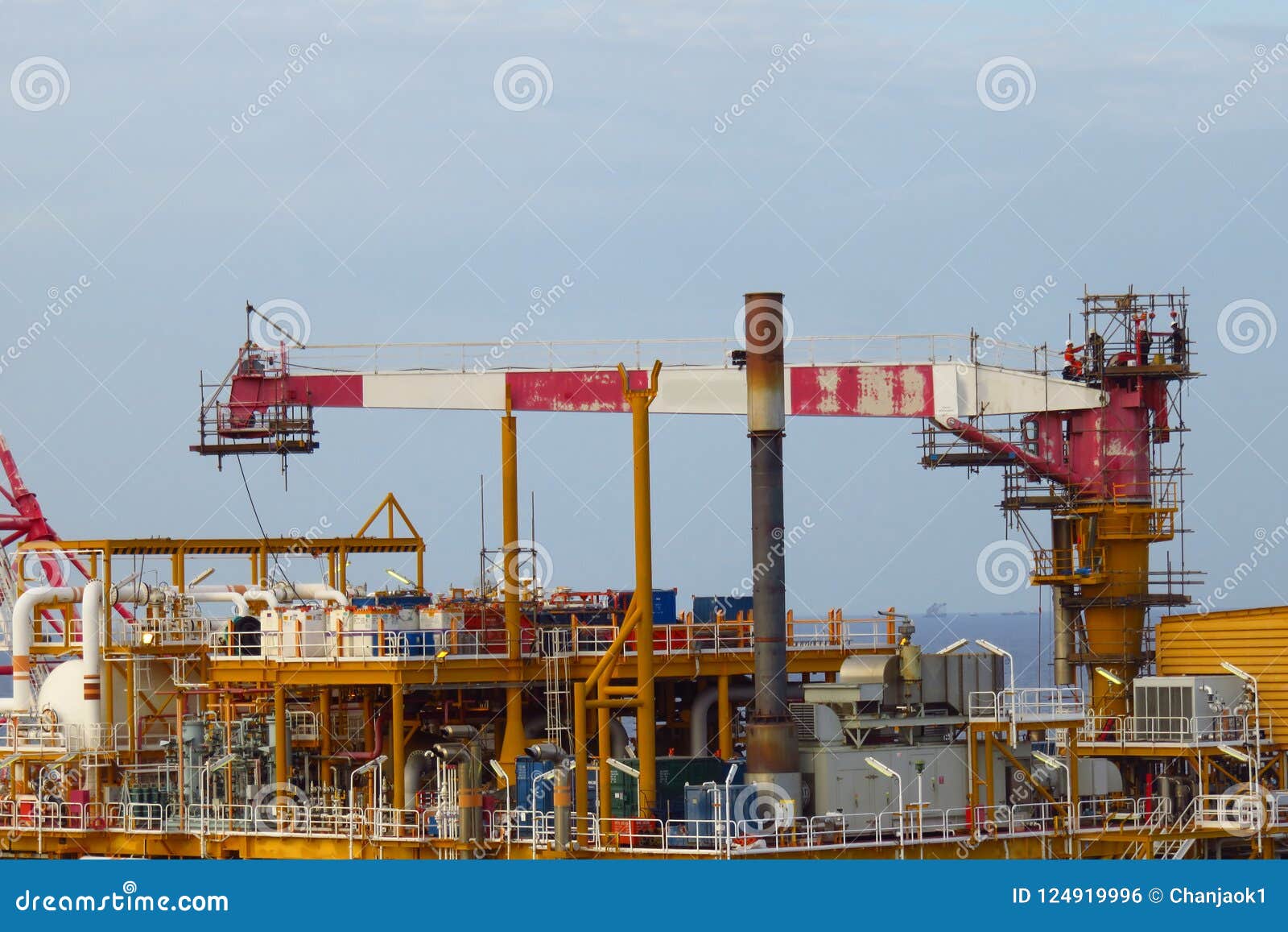 Crane Construction on Oil and Rig Platform for Support Heavy Cargo ...