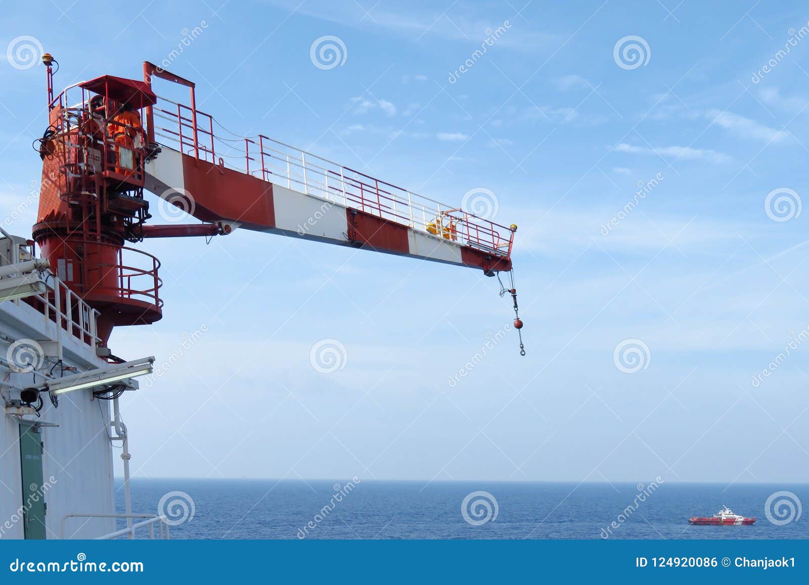Crane Construction on Oil and Rig Platform for Support Heavy Cargo ...