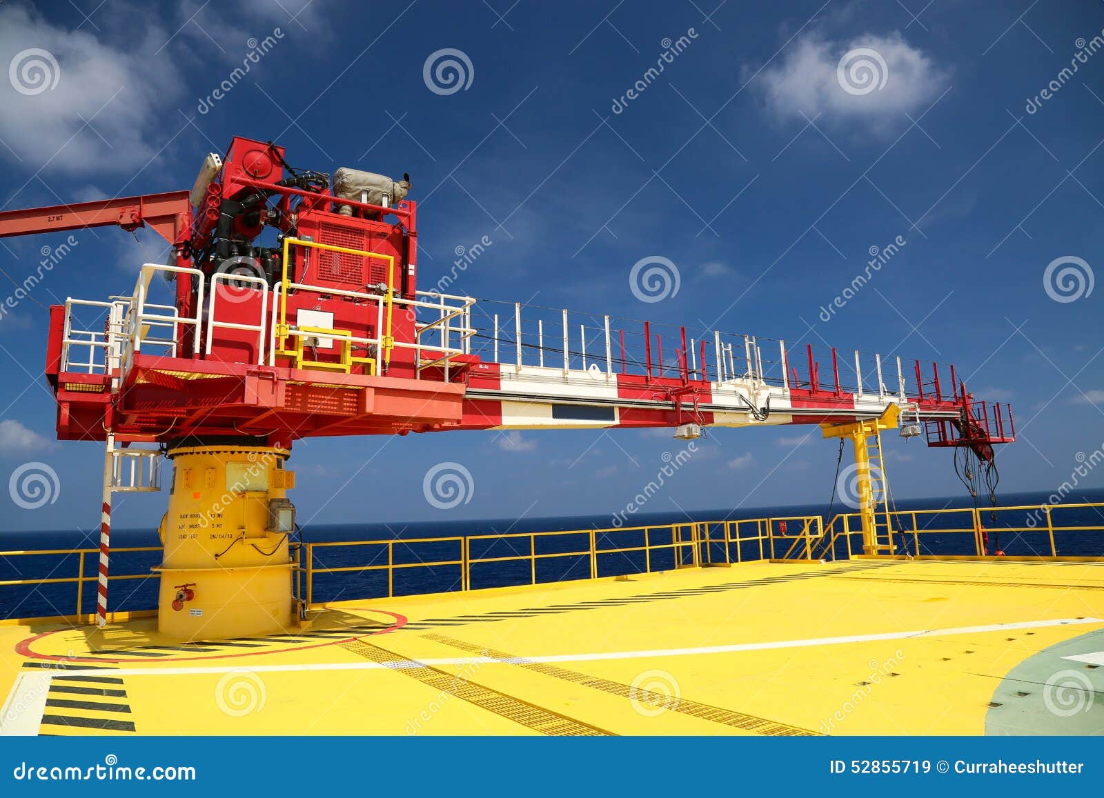 Crane Construction on Oil and Rig Platform for Support Heavy Cargo ...