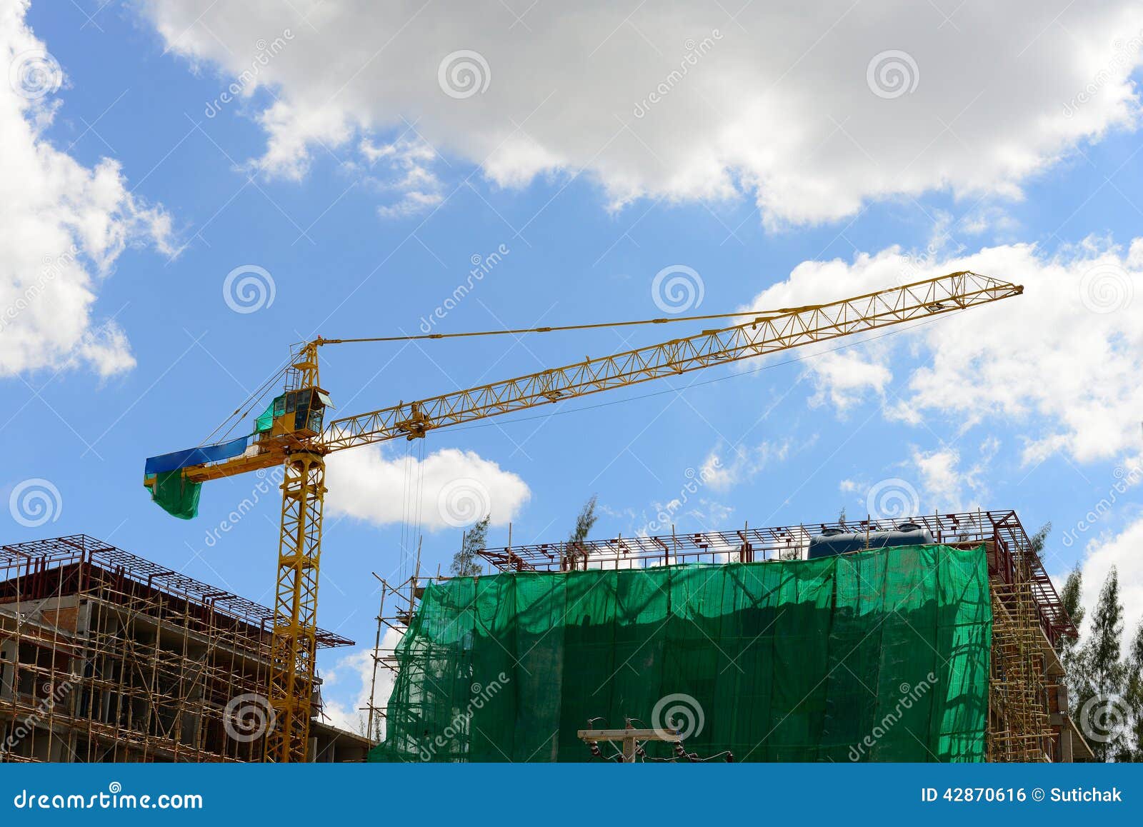 Crane in construction site stock photo. Image of crane - 42870616