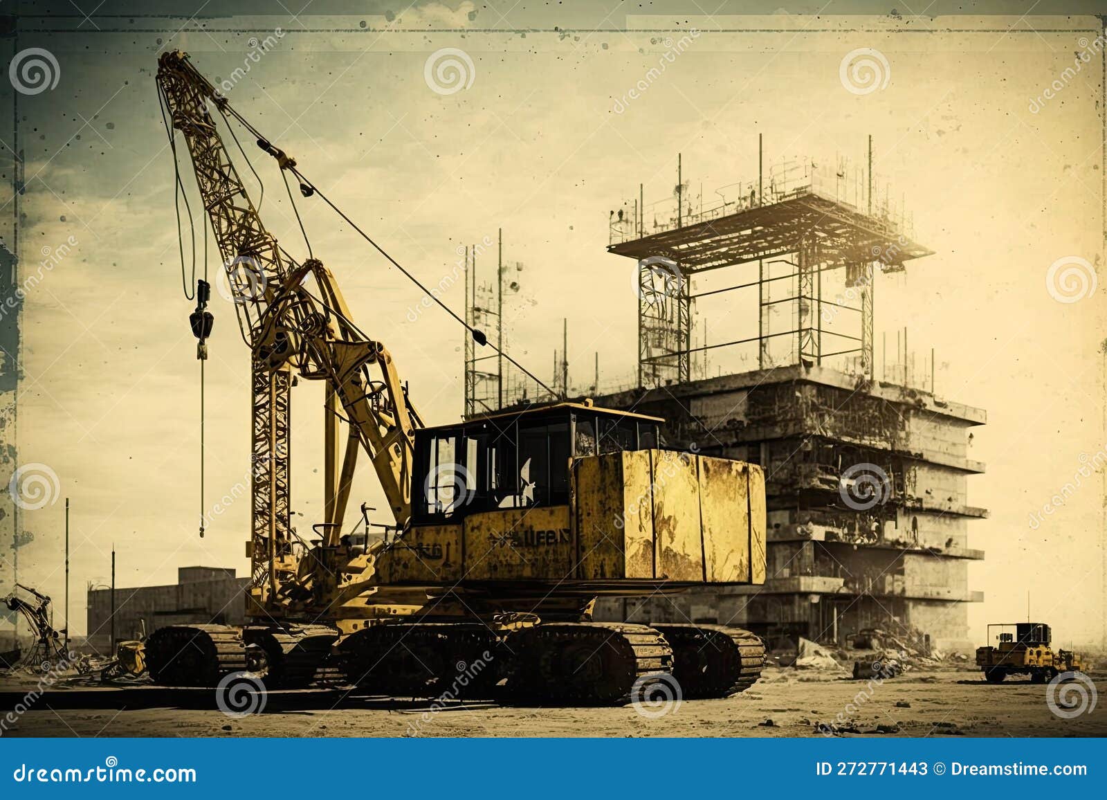 Crane at the Construction Site Stock Illustration - Illustration of ...