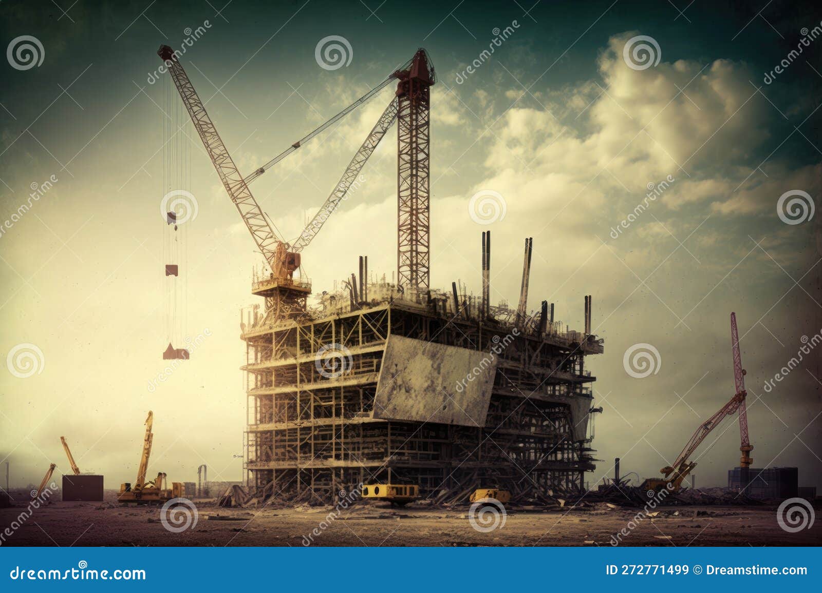 Crane at the Construction Site Stock Illustration - Illustration of ...