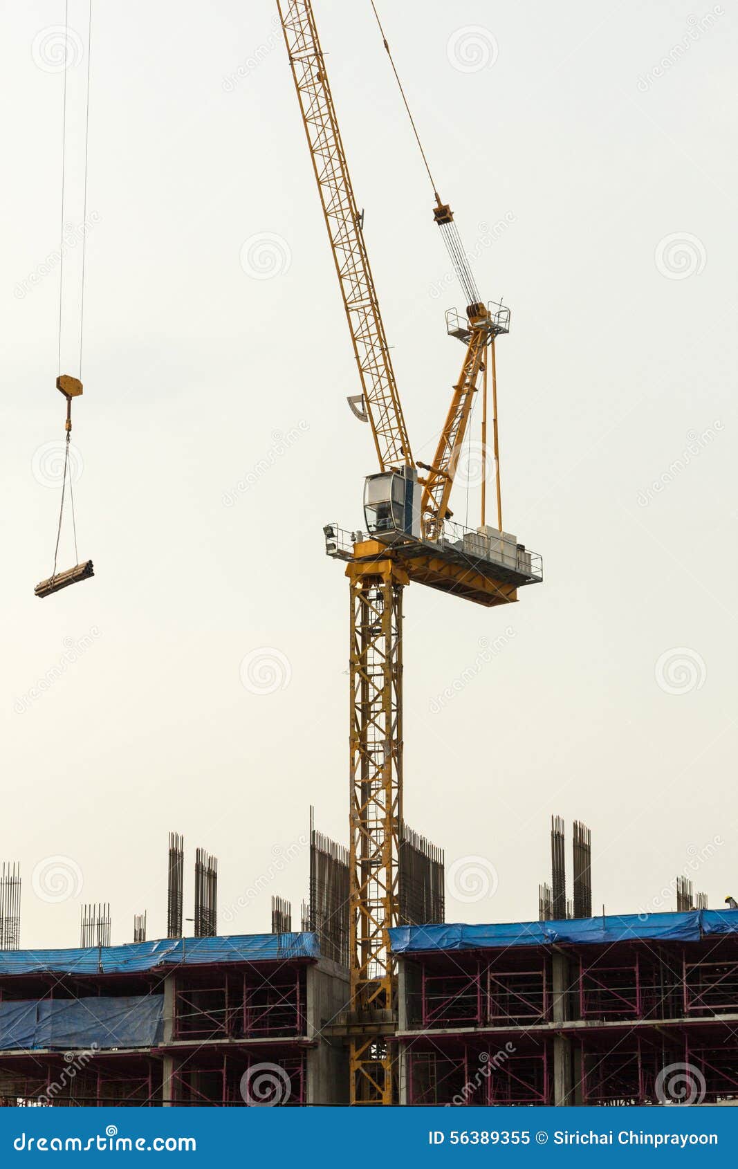 Crane and Construction Site Stock Image - Image of equipment, machine ...