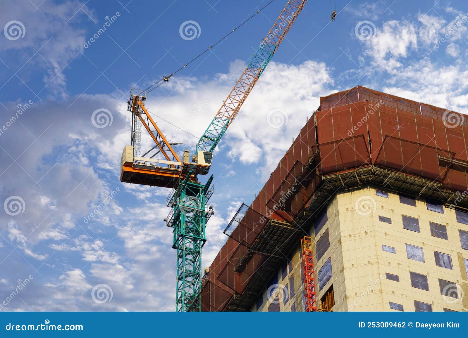 Crane and Construction Work Landscape Stock Photo - Image of city ...