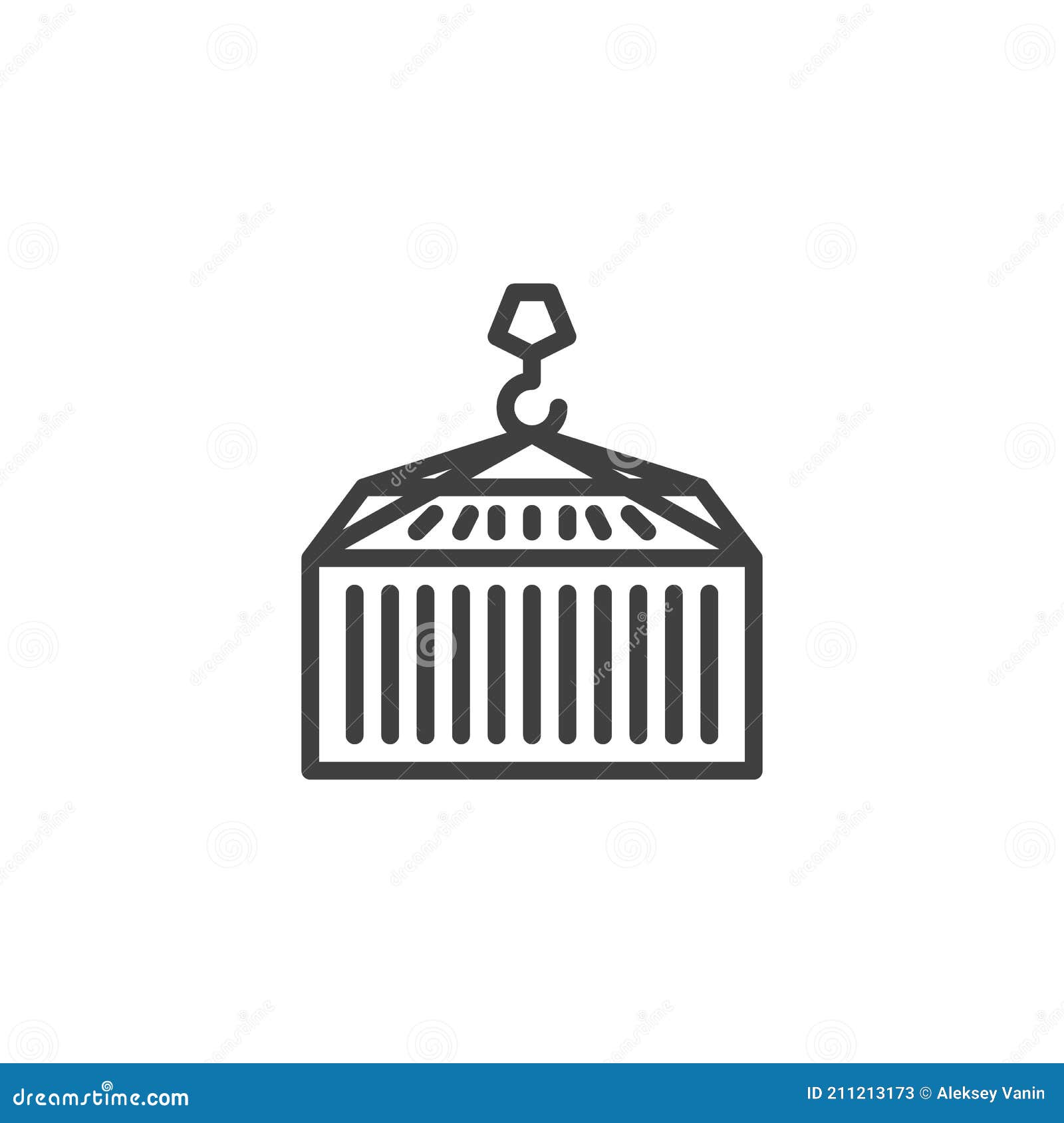 Crane with Container Line Icon Stock Vector - Illustration of loading ...