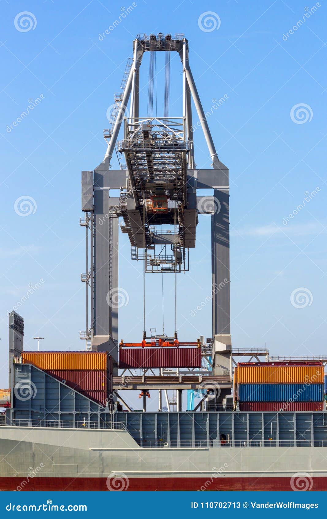 Crane Container Ship Loading Stock Image - Image of unloading, harbor ...