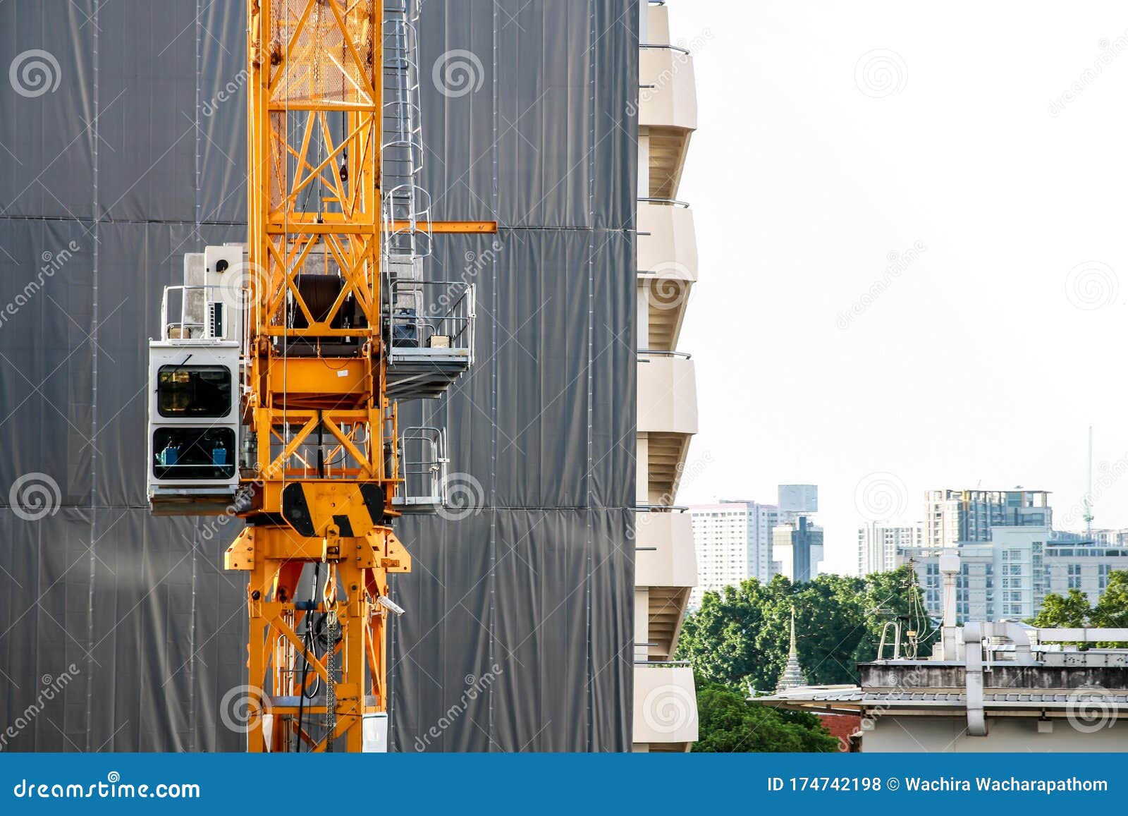 Crane Control Room on the High of Construction Site Stock Photo - Image ...