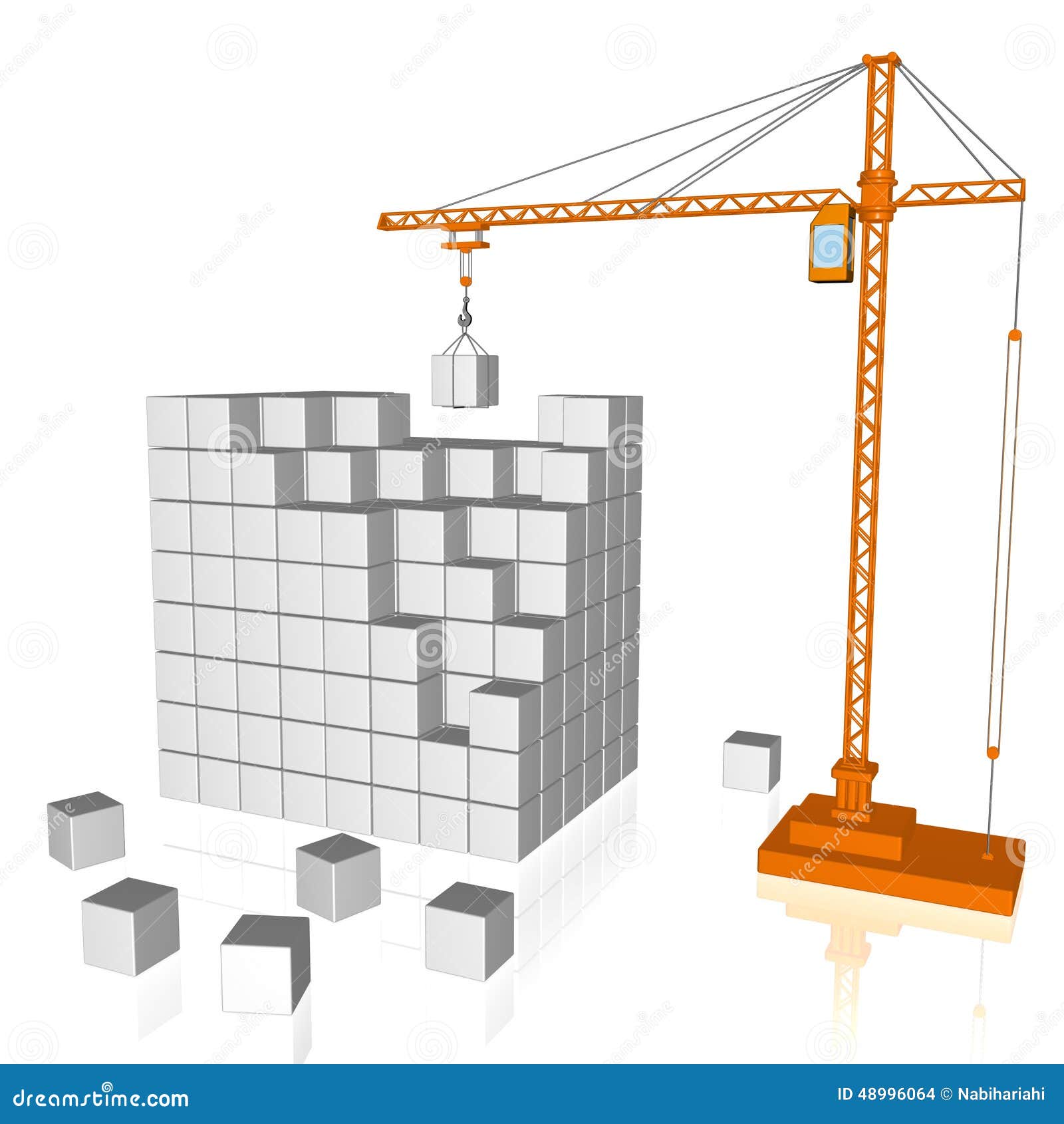 Crane and cubes stock illustration. Illustration of lift - 48996064