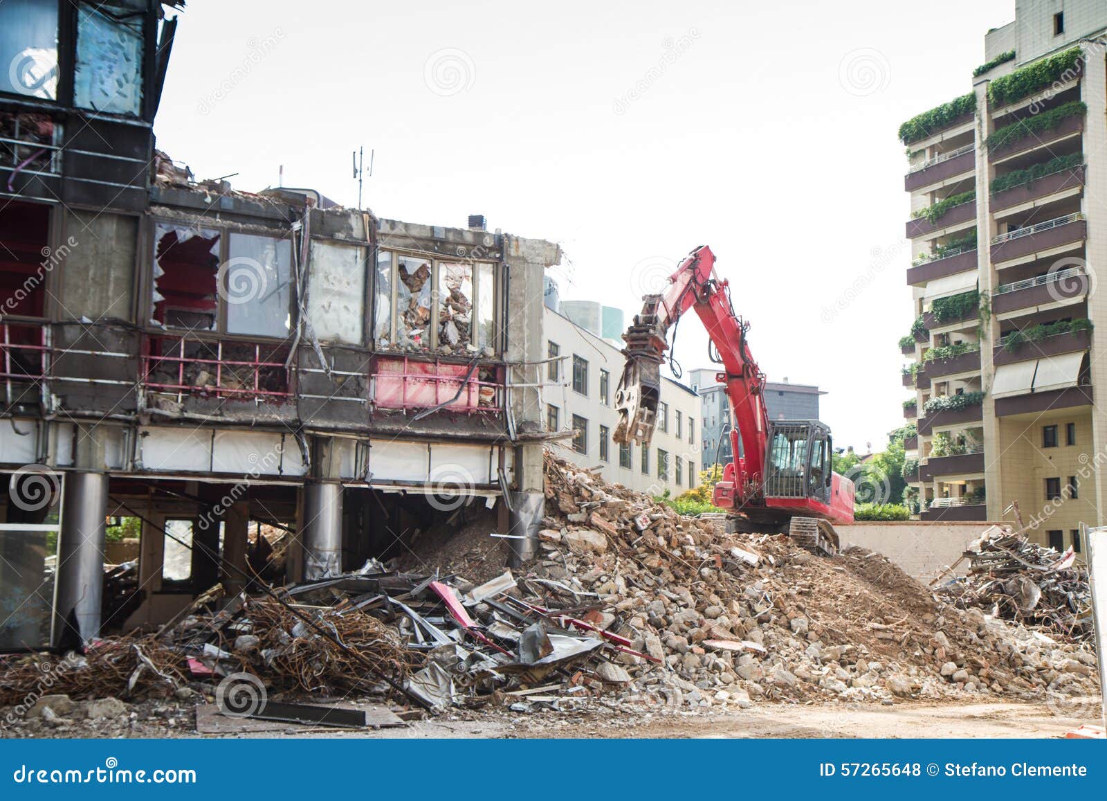 Crane Digger On Sea Water Floating Platform To Transport Excavator ...