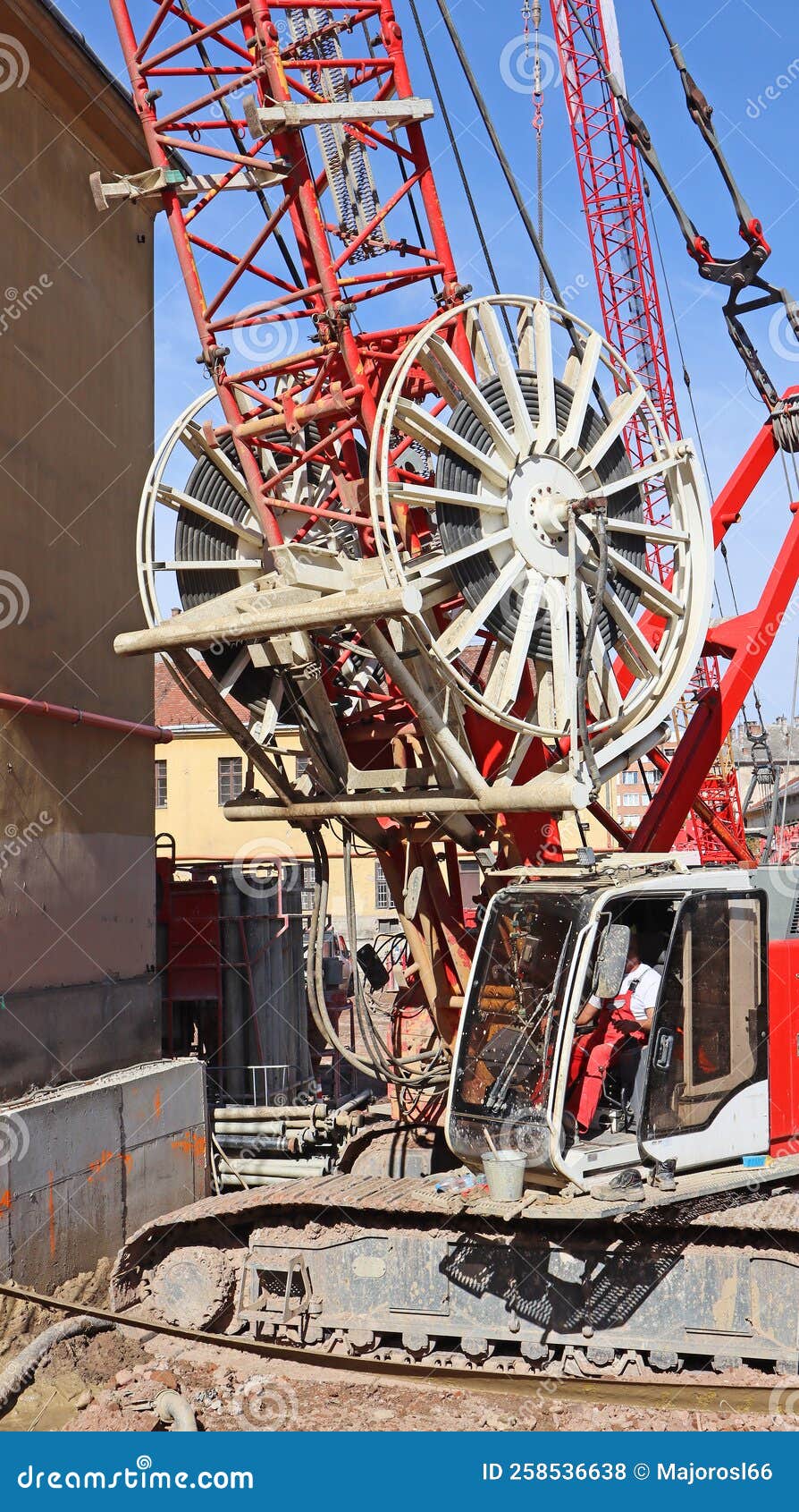Crane and Drilling Machinery at the Construction Site Stock Photo ...