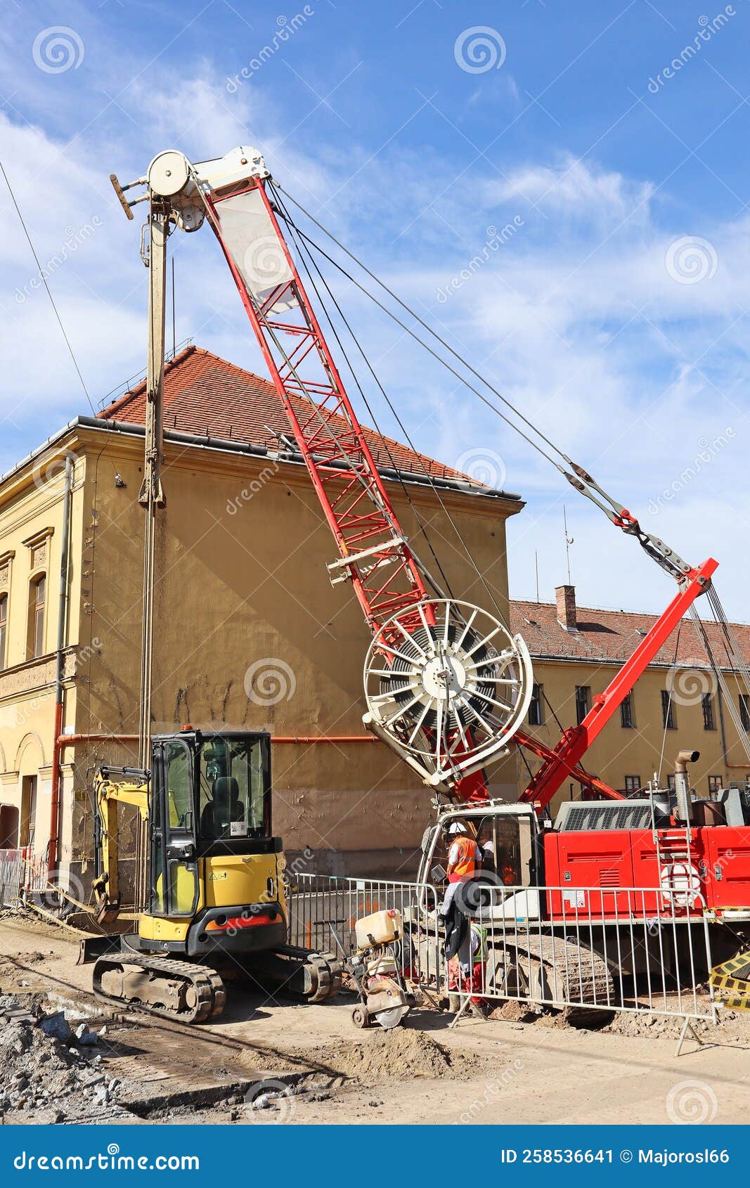 Crane and Drilling Machinery at the Construction Site Stock Image ...