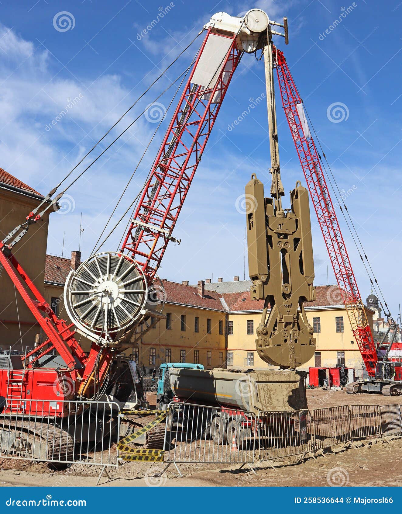 Crane and Drilling Machinery at the Construction Site Stock Photo ...