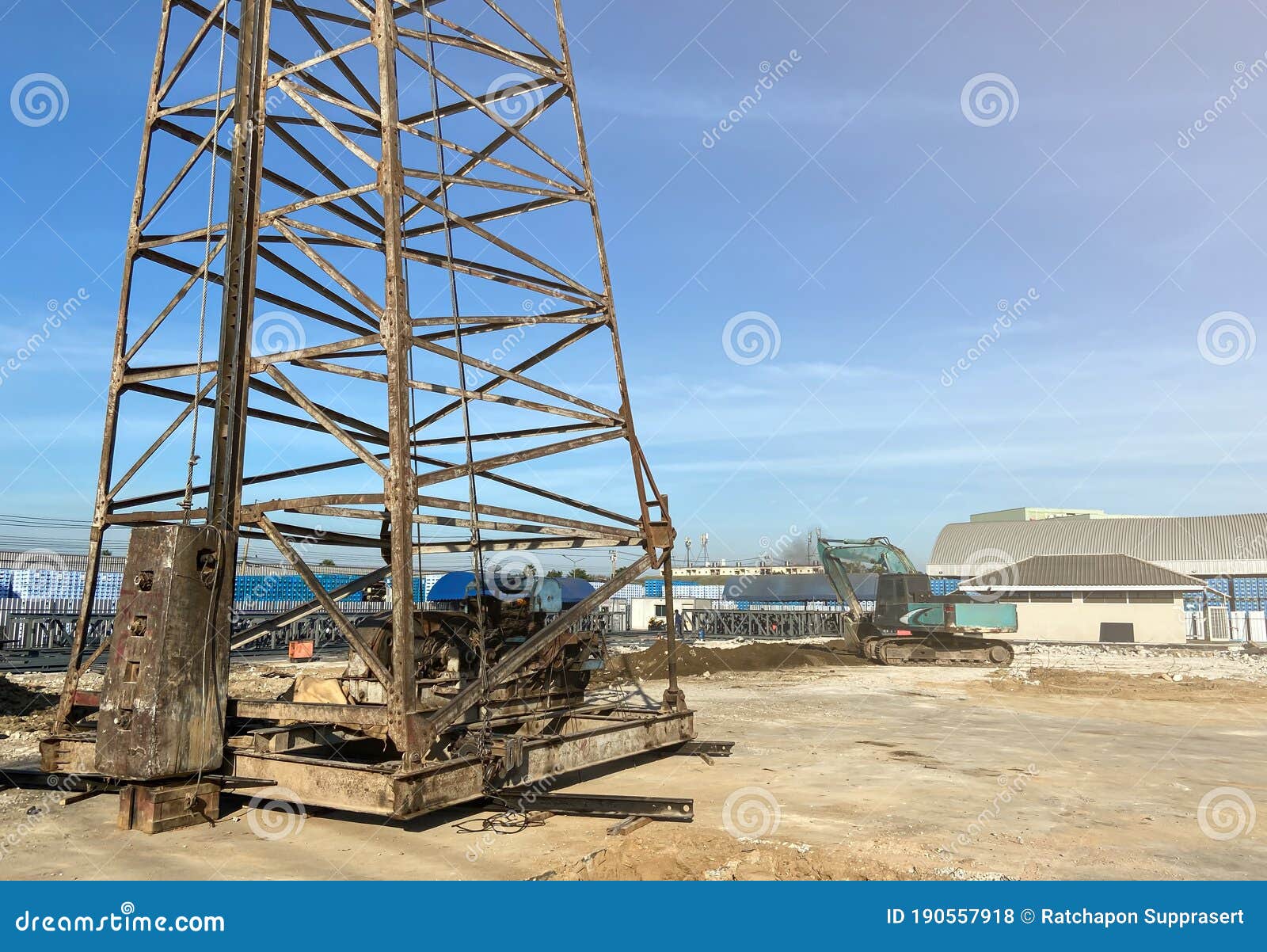 Crane in the Factory Construction Site Stock Photo - Image of mover ...