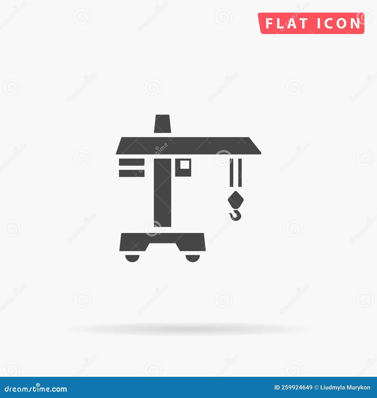 Crane flat vector icon stock vector. Illustration of silhouette - 259924649