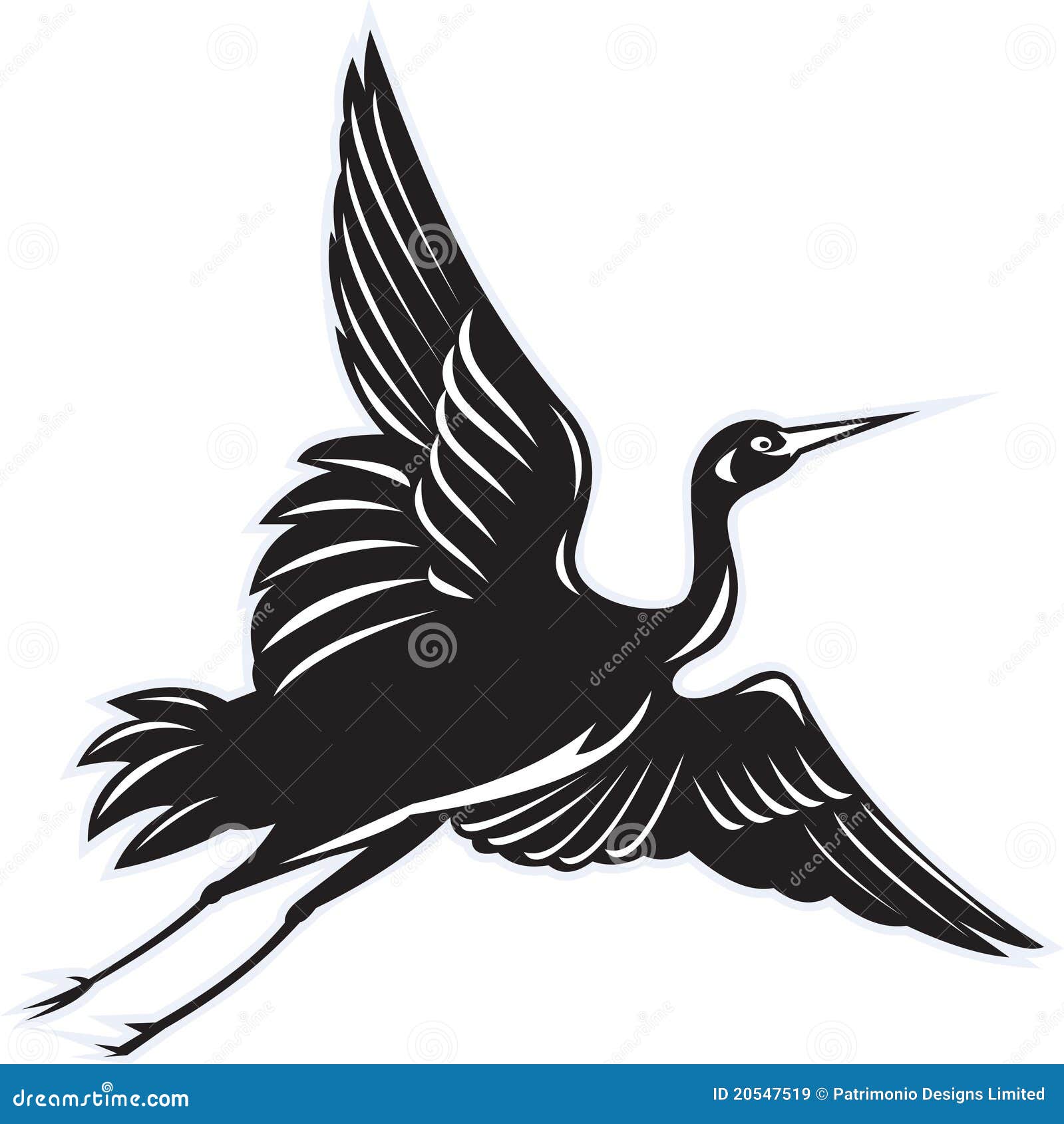 Crane Flying Side View Continuous Line Drawing Vector Illustration ...