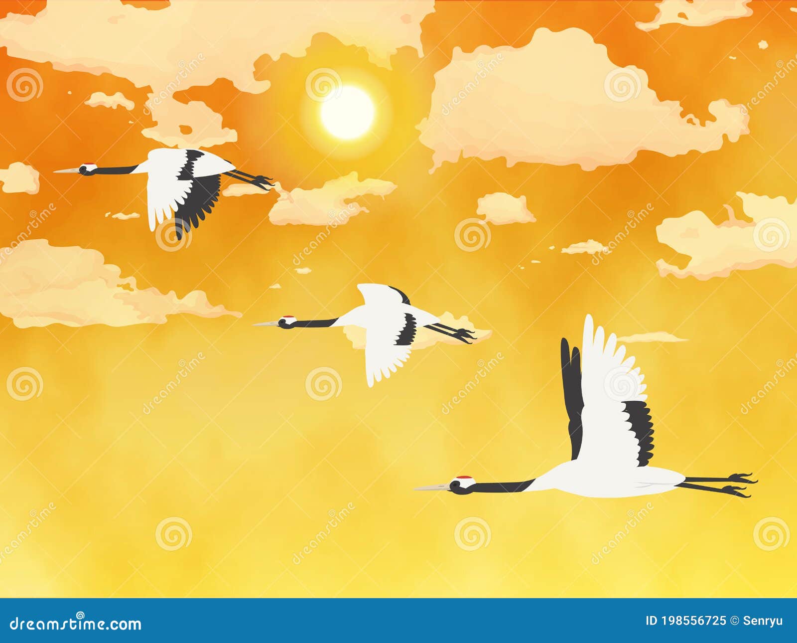 Crane Flying Side View Continuous Line Drawing Vector Illustration ...