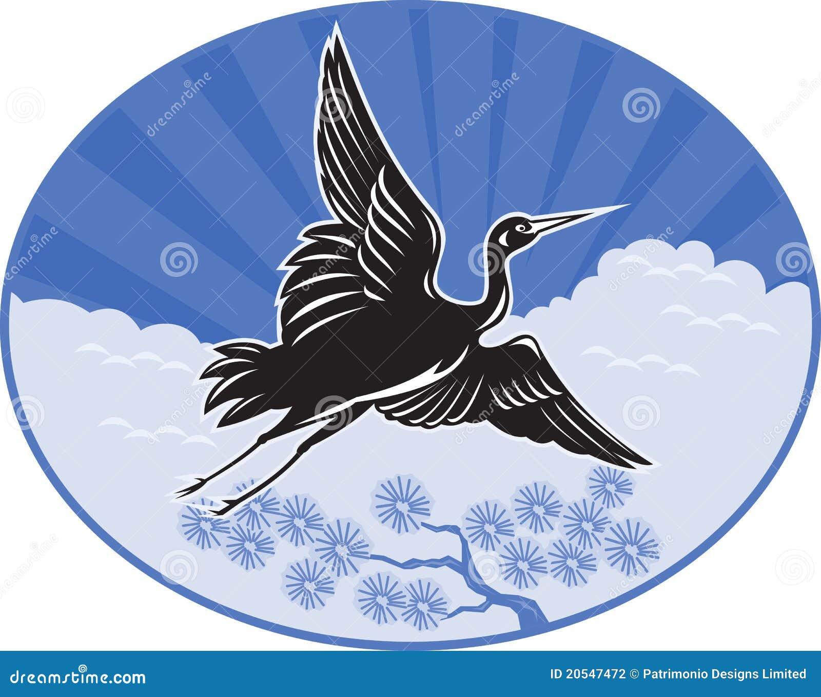 Crane Flying Side View Continuous Line Drawing Vector Illustration ...