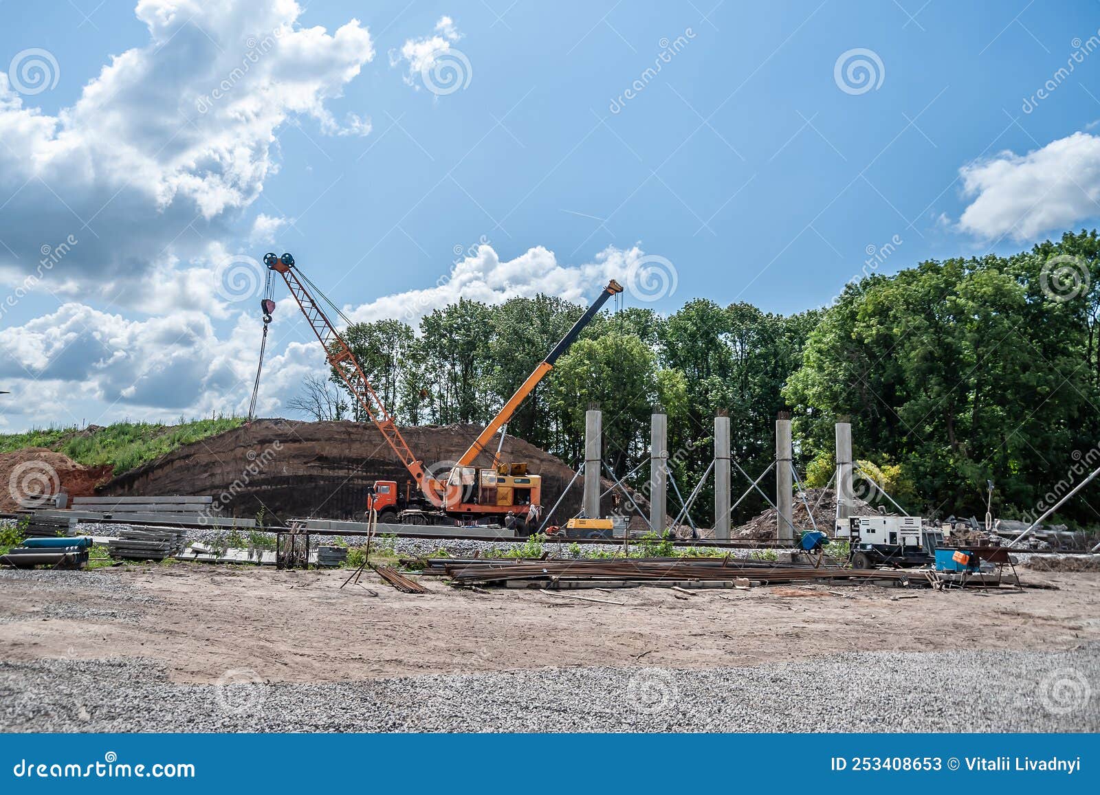 Crane and Formwork on the Construction Stock Image - Image of concrete ...
