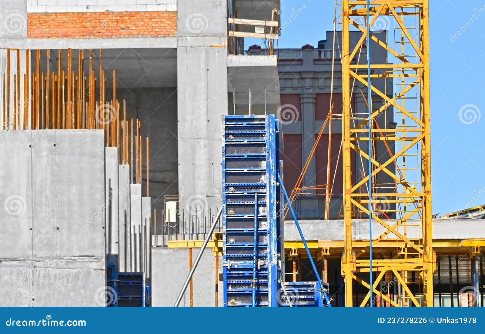 Crane and Formwork on Construction Site Stock Photo - Image of estate ...