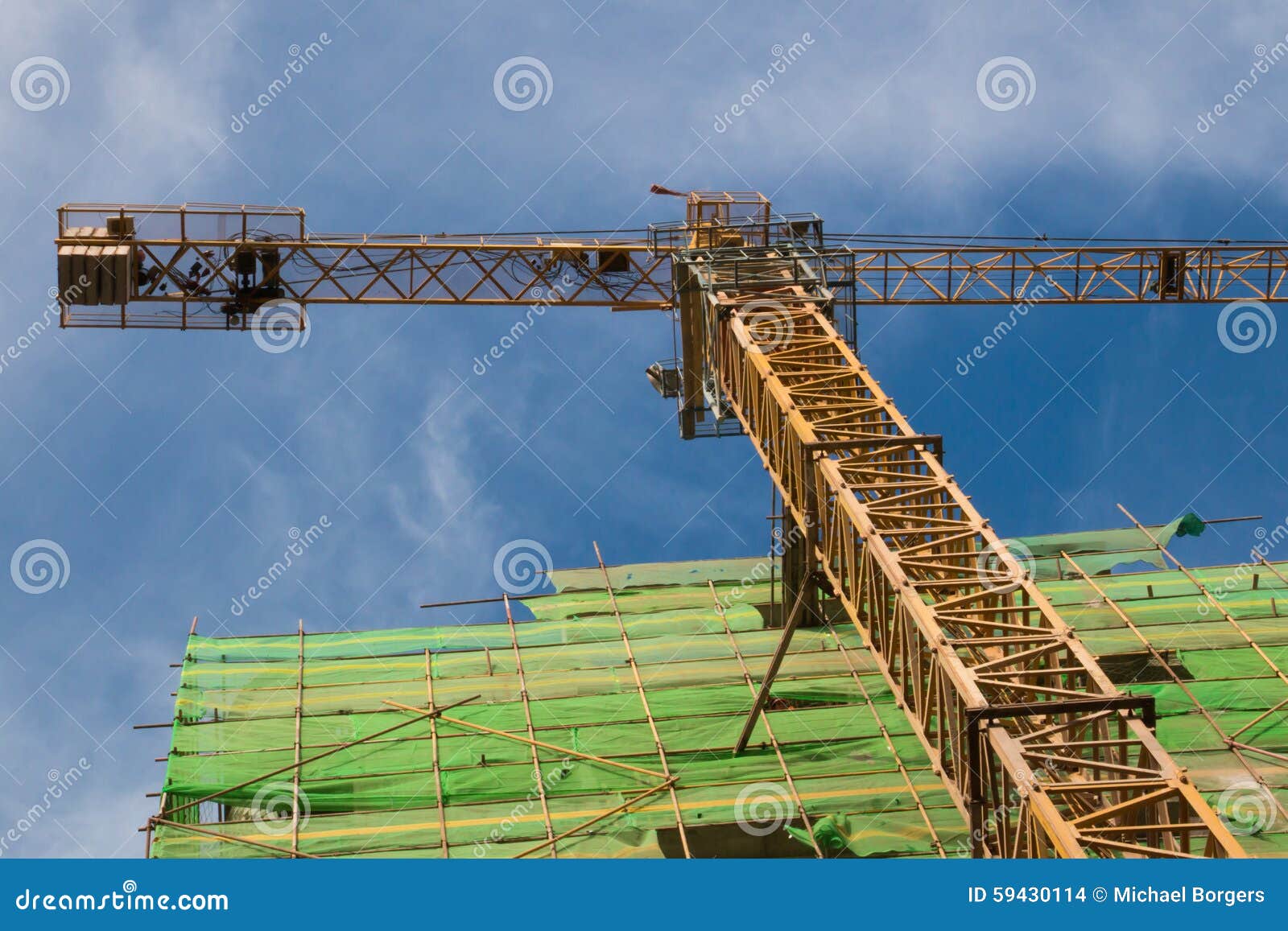 Crane in Front of Construction Site Stock Photo - Image of high, build ...