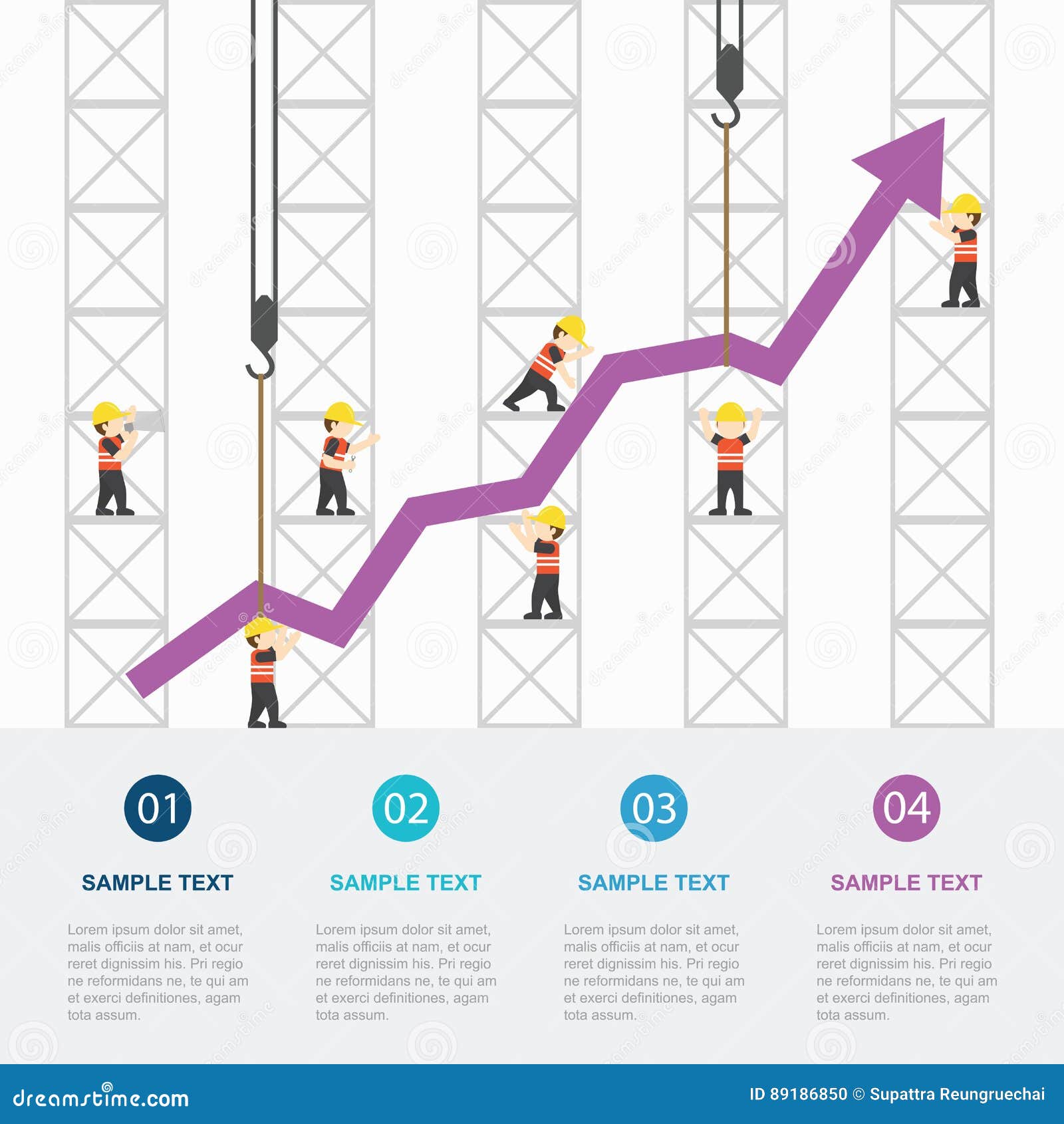 Crane and graph building. stock vector. Illustration of concept - 89186850