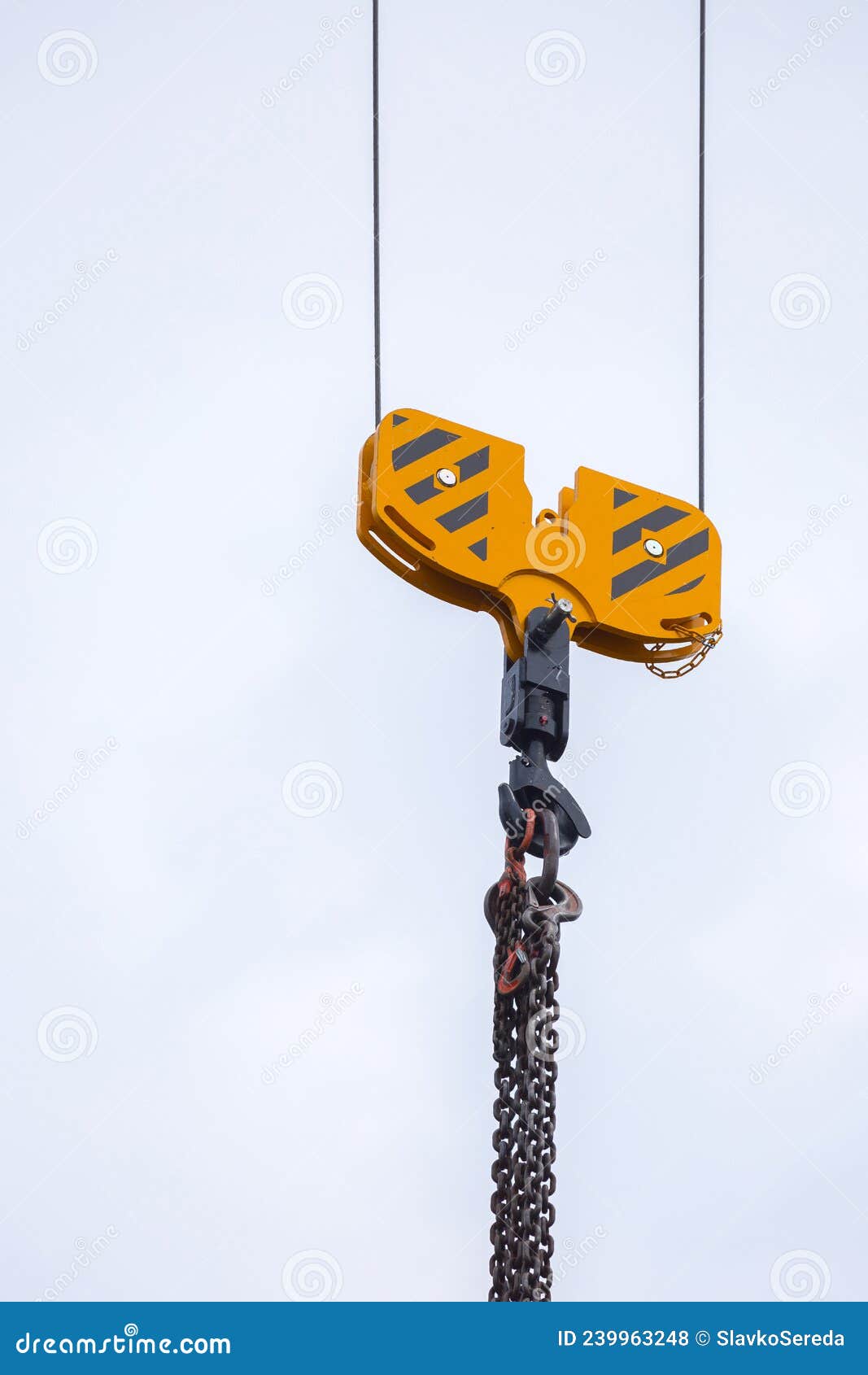 Crane Hoisting Block with Hook on Steel Chain on the Steel Rope ...