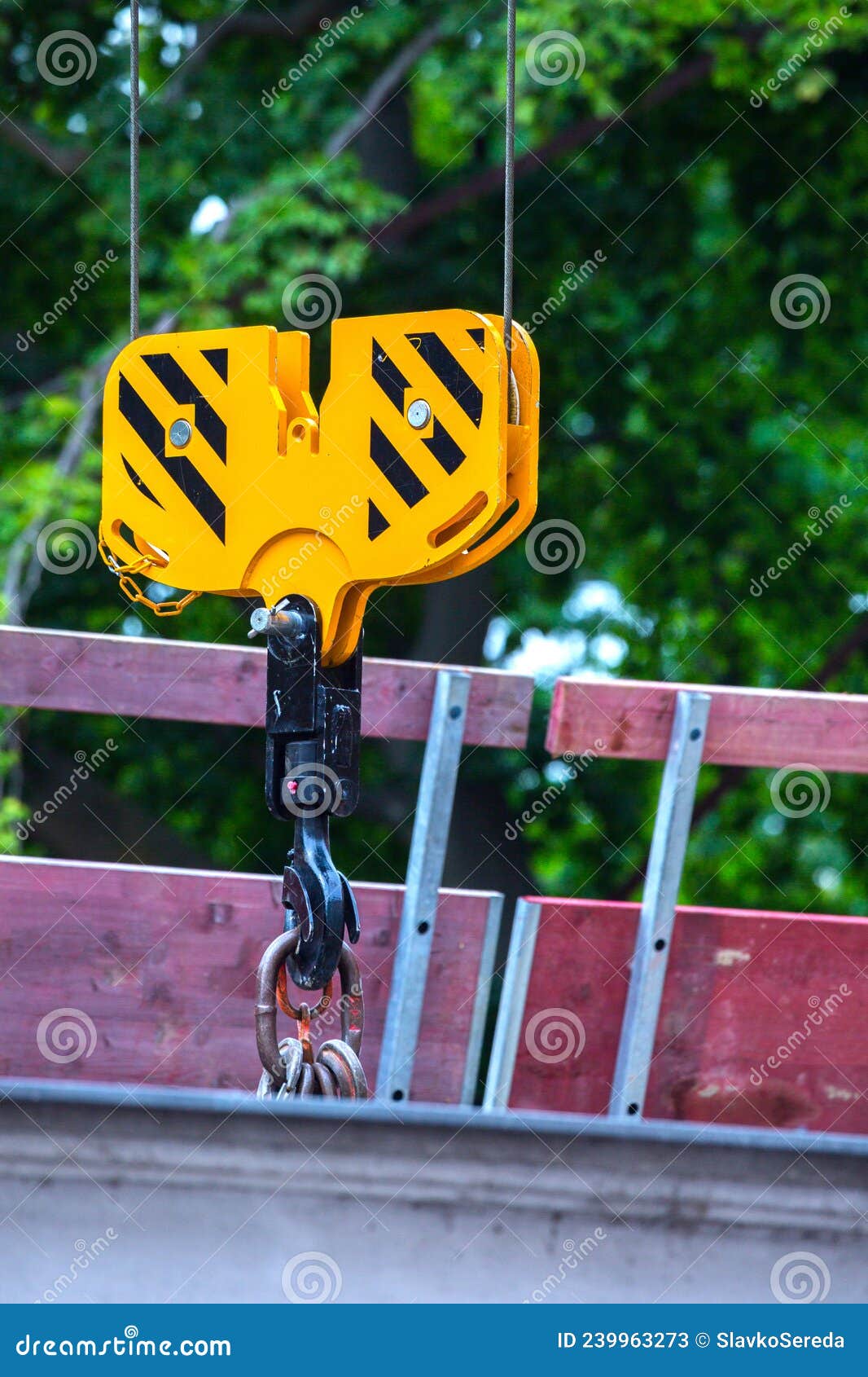 Crane Hoisting Block with Hook on Steel Chain on the Steel Rope ...