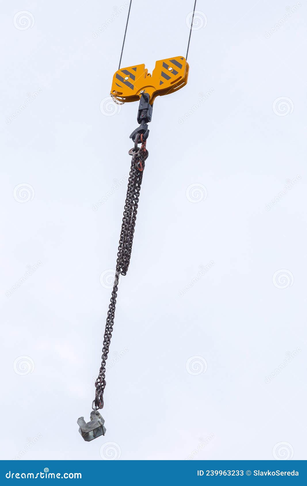 Crane Hoisting Block with Hook on Steel Chain on the Steel Rope ...