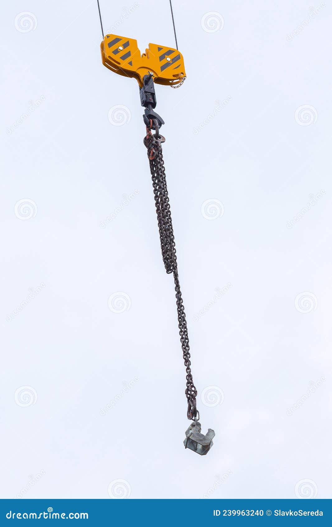 Crane Hoisting Block with Hook on Steel Chain on the Steel Rope ...