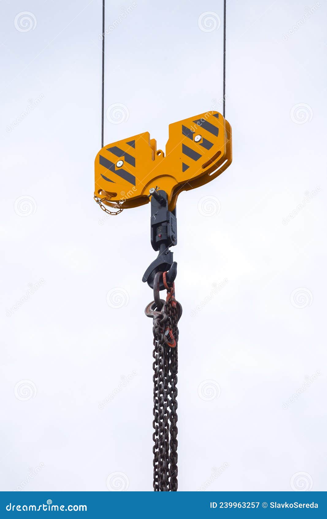 Crane Hoisting Block with Hook on Steel Chain on the Steel Rope ...