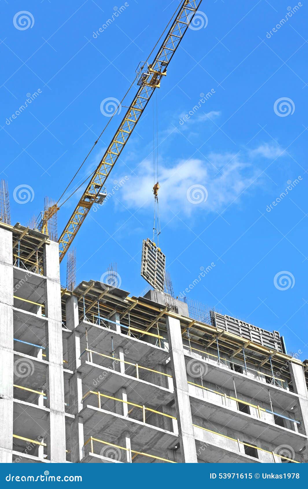 Crane hoisting formwork stock image. Image of frame, estate - 53971615